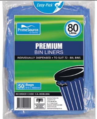 Heavy Duty Plastic Garbage Bags 80L Blue - CWP Distributors